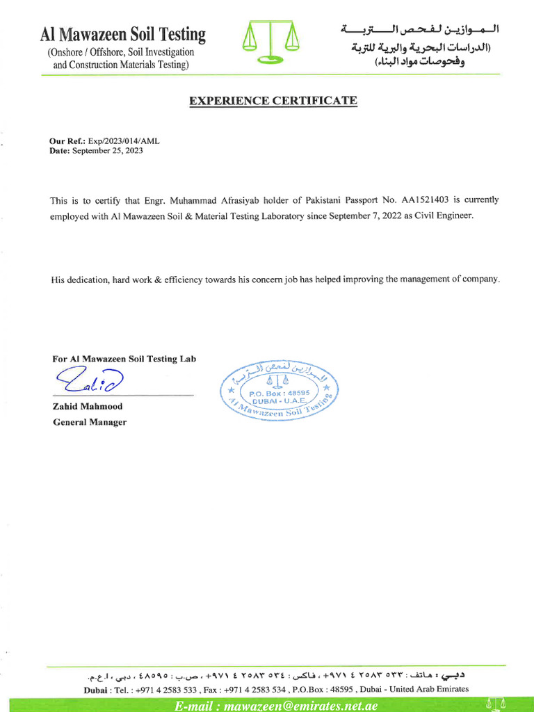 Experience Certificates | PDF