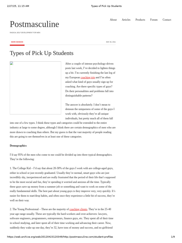 Types of Pick Up Students | PDF