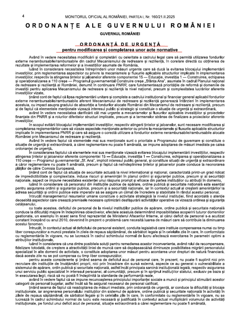 OUG 4 Din 2025 Modificare Art XXXIV OUG 156 Din 2024 | PDF