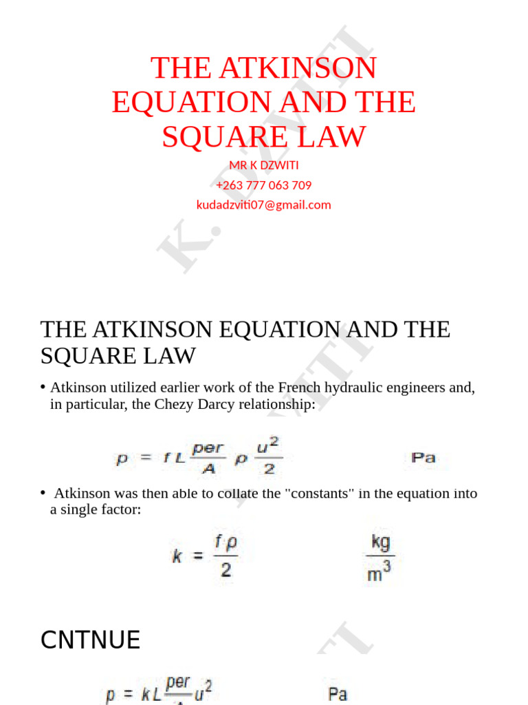 The Atkinson Equation and The Square Law | PDF | Drag (Physics) | Friction