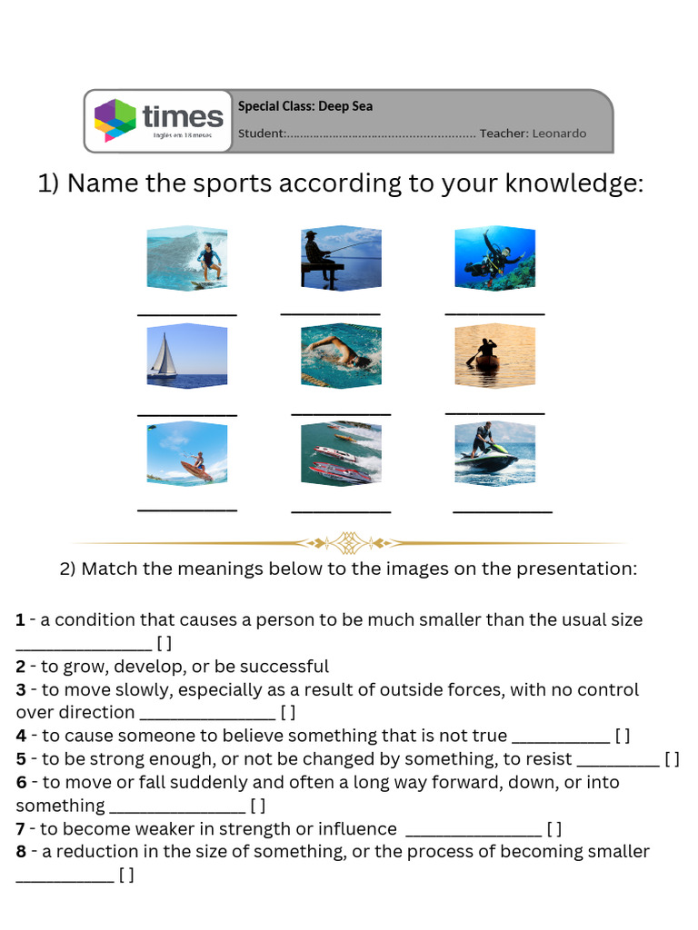 (Special Class) Worksheet (Deep Sea) | PDF