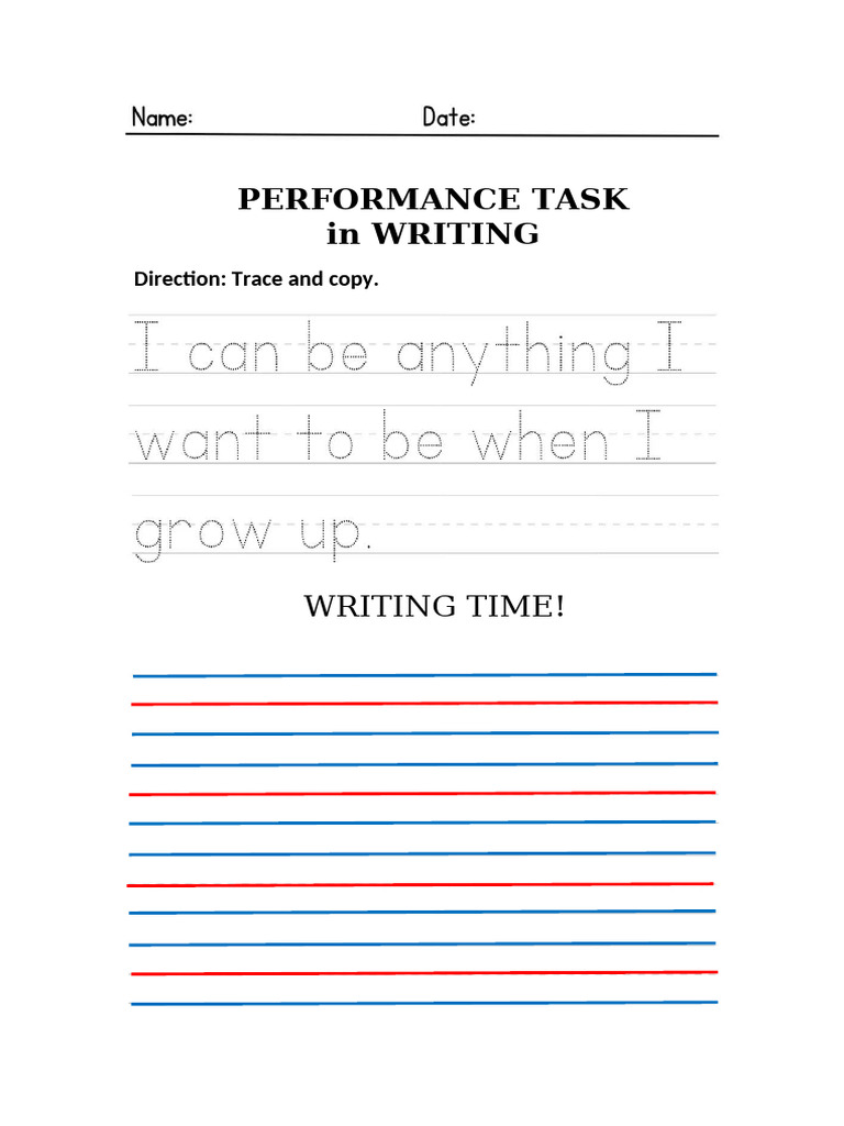 writing performance task | PDF