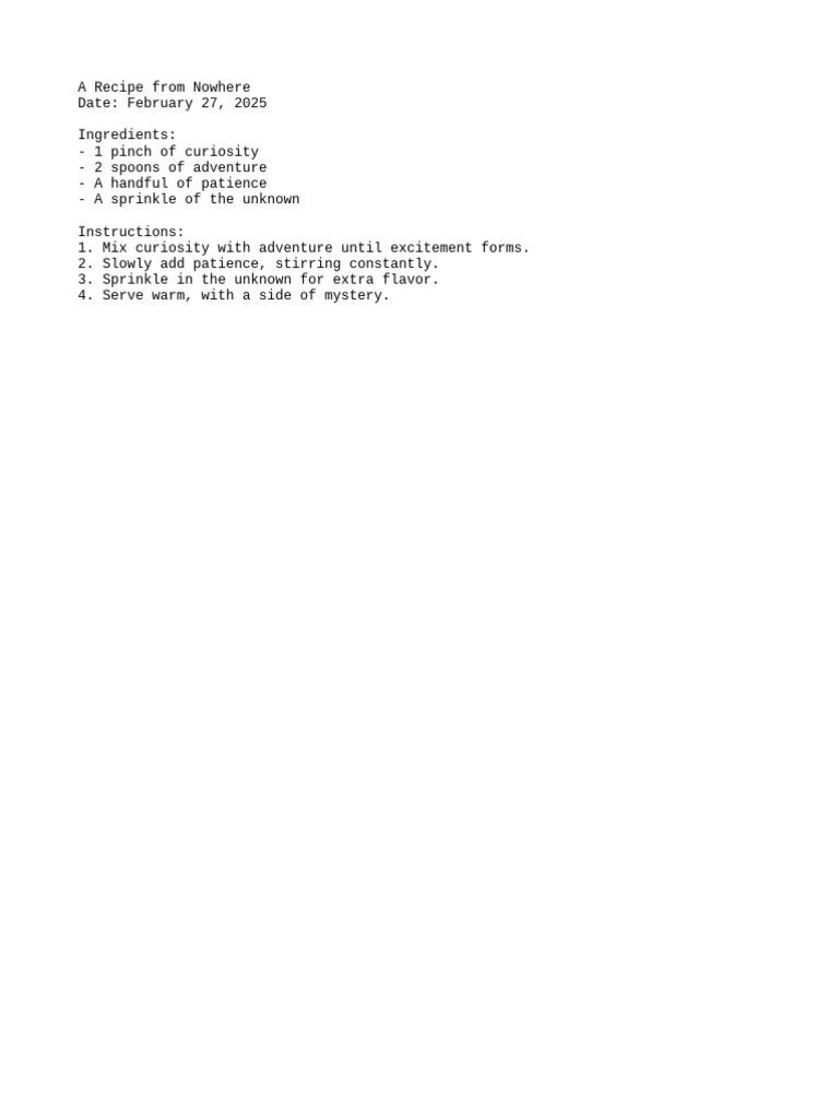 Recipe for Adventure and Mystery | PDF