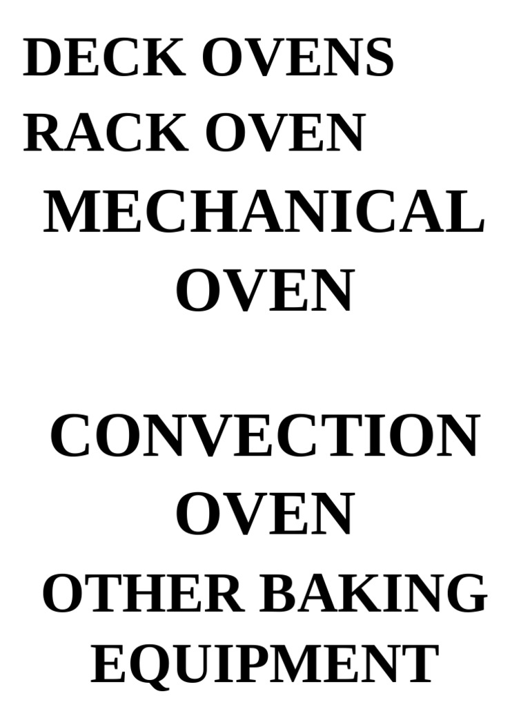 Types of Baking Ovens Guide | PDF