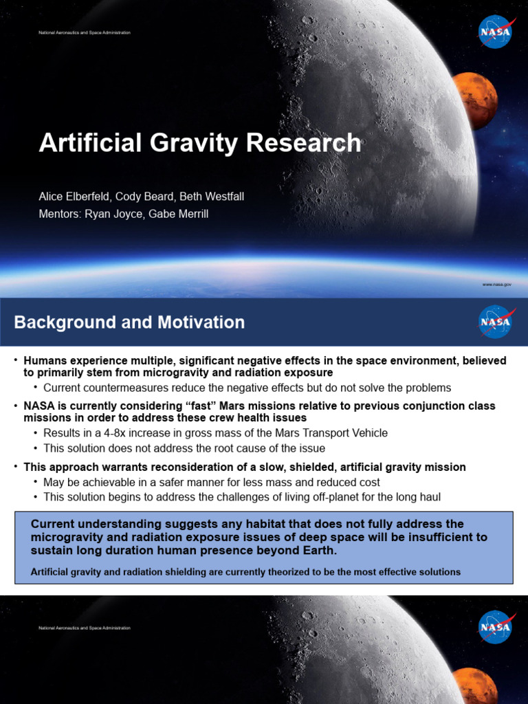 Artificial Gravity Solutions for Space Health | PDF | Weightlessness