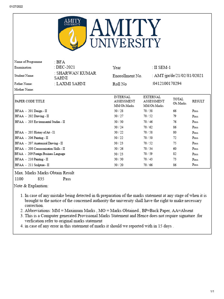 Bfa 2ND Sem 1ST Year | PDF