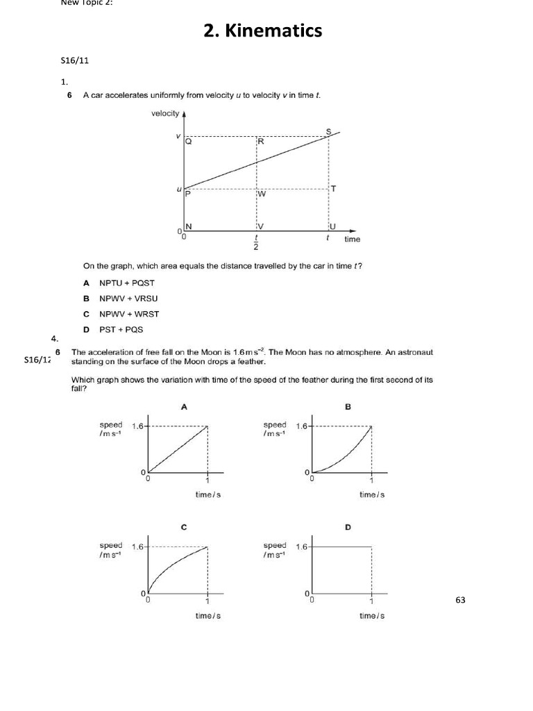 Physics Kinematics, Dynamics QP | PDF