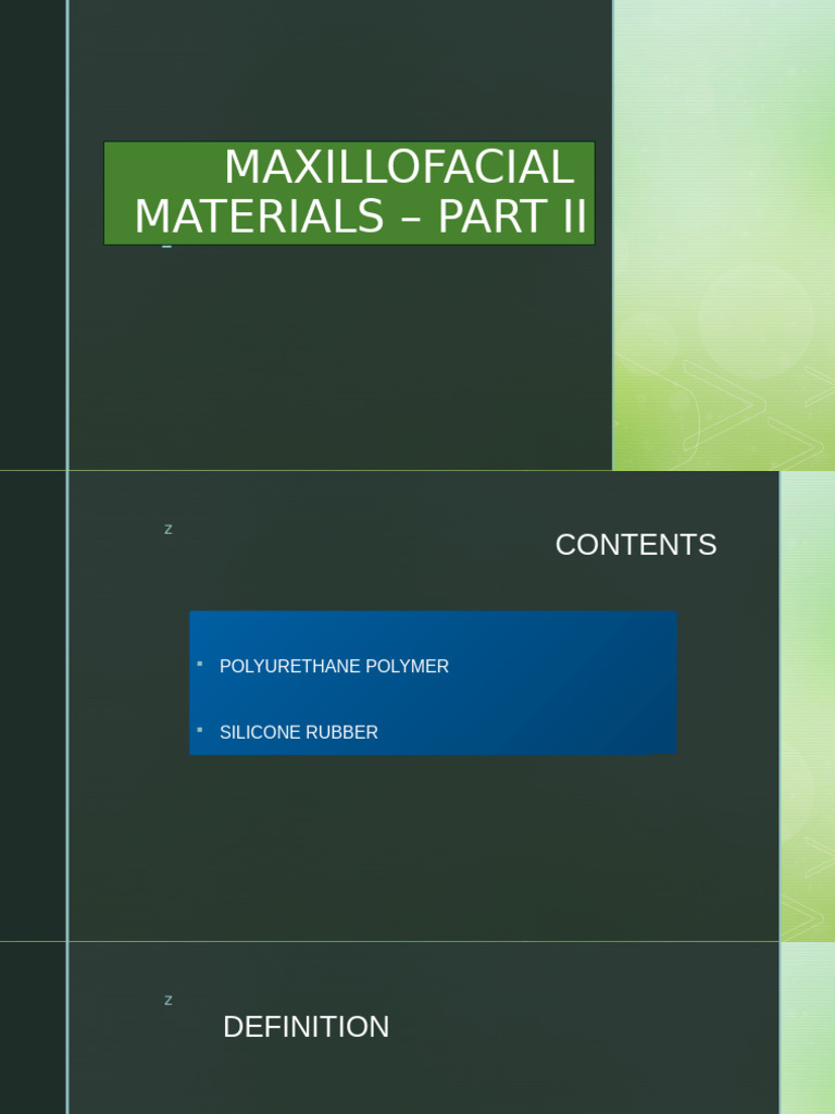 Maxillofacial Prosthesis Part 2 | PDF | Silicone | Polyurethane