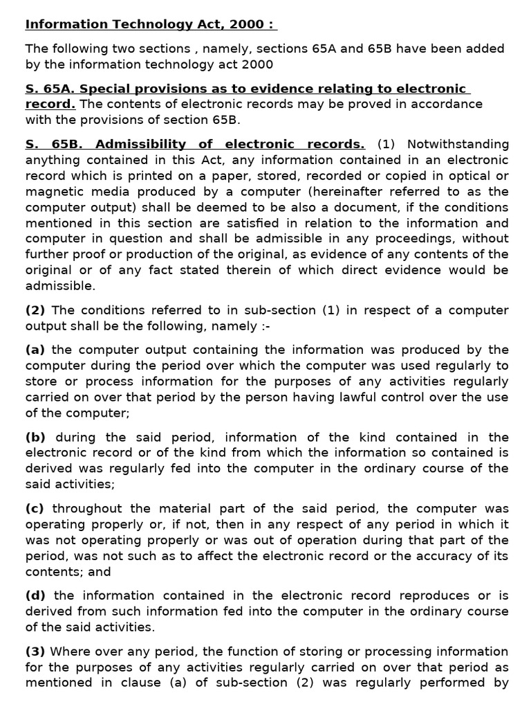 provisions of it act 2000 | PDF | Information | Evidence