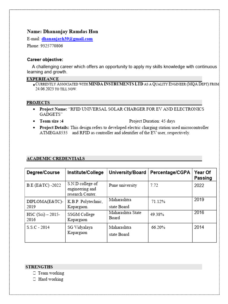 Dhananjay Resume New | PDF