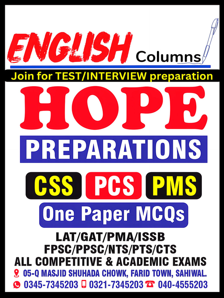 ENGLISH Columns by HOPE - 20 | PDF
