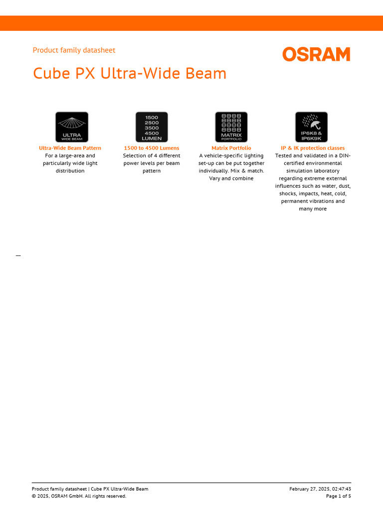 GPS01 4100392 Cube PX Ultra-Wide Beam | PDF | Lighting