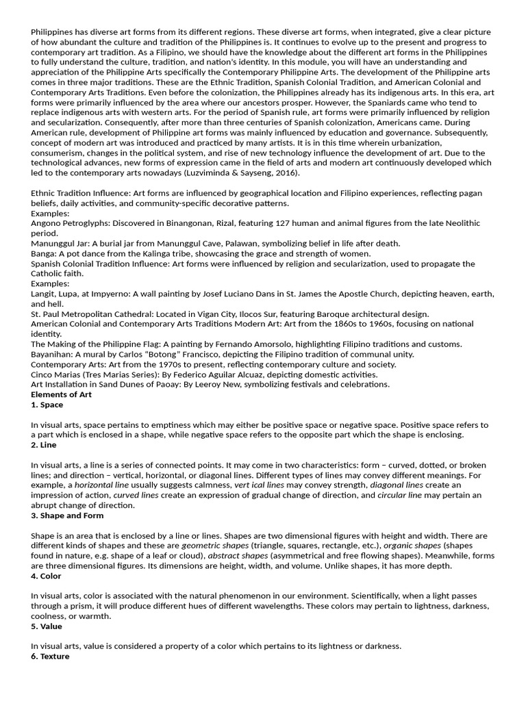 Contemporary Arts Reviewer | PDF | Shape | Philippines