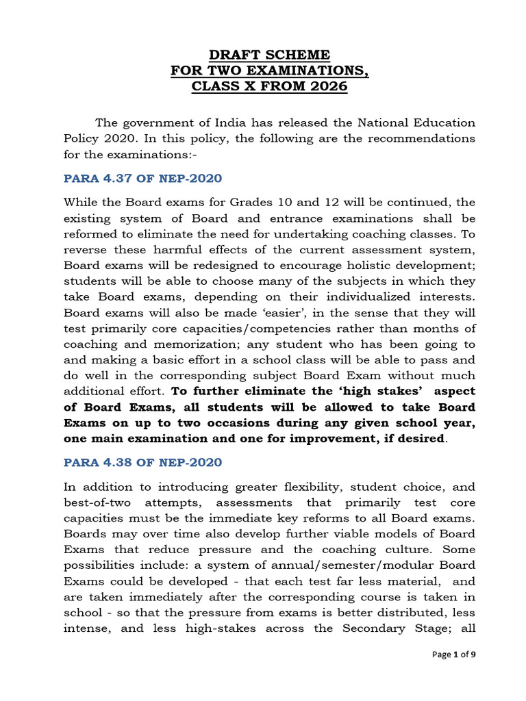 New CBSE Exam Scheme for Class X | PDF | Qualifications
