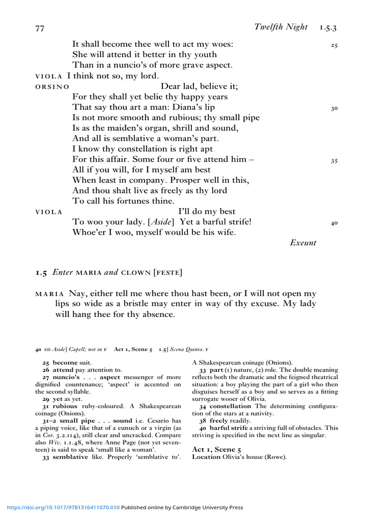 Act 1 Scene 5 Twelfth Night | PDF | Twelfth Night
