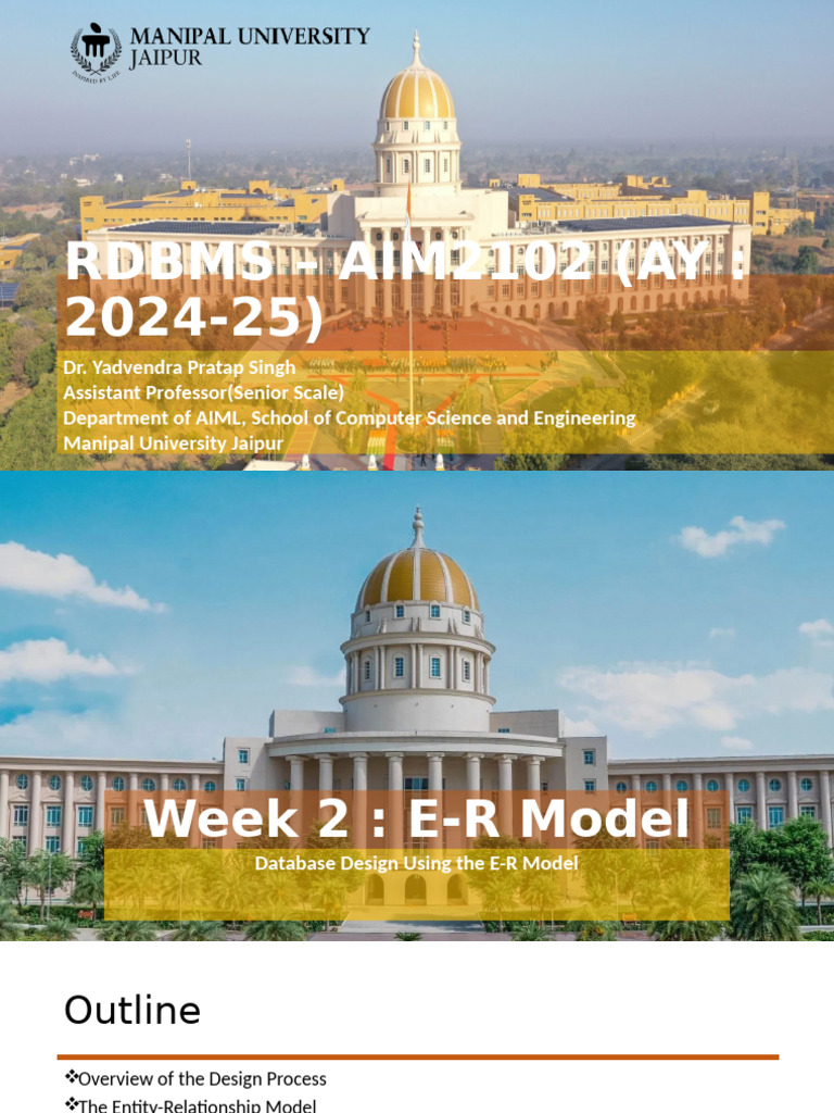 Week 2 - Database Design Using The E-R Model | PDF | Conceptual Model | Databases