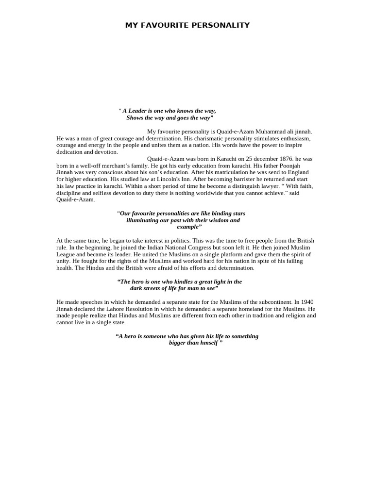 My Favourite Personality | PDF