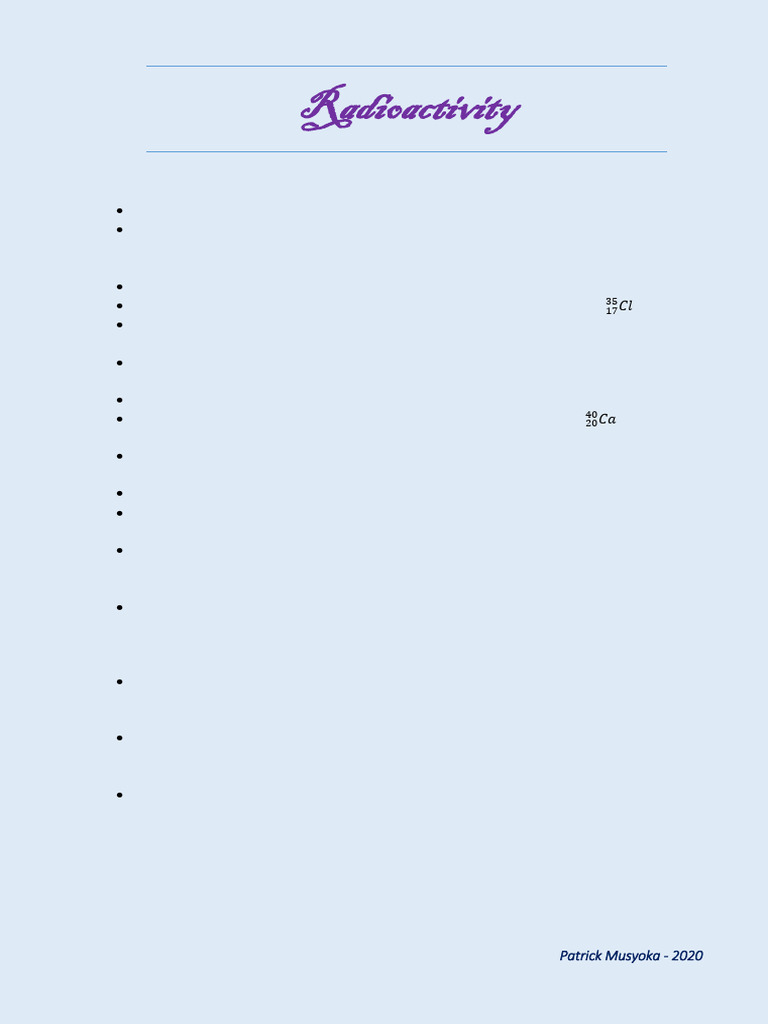 Radioactivity Notes | PDF | Radioactive Decay | Neutron