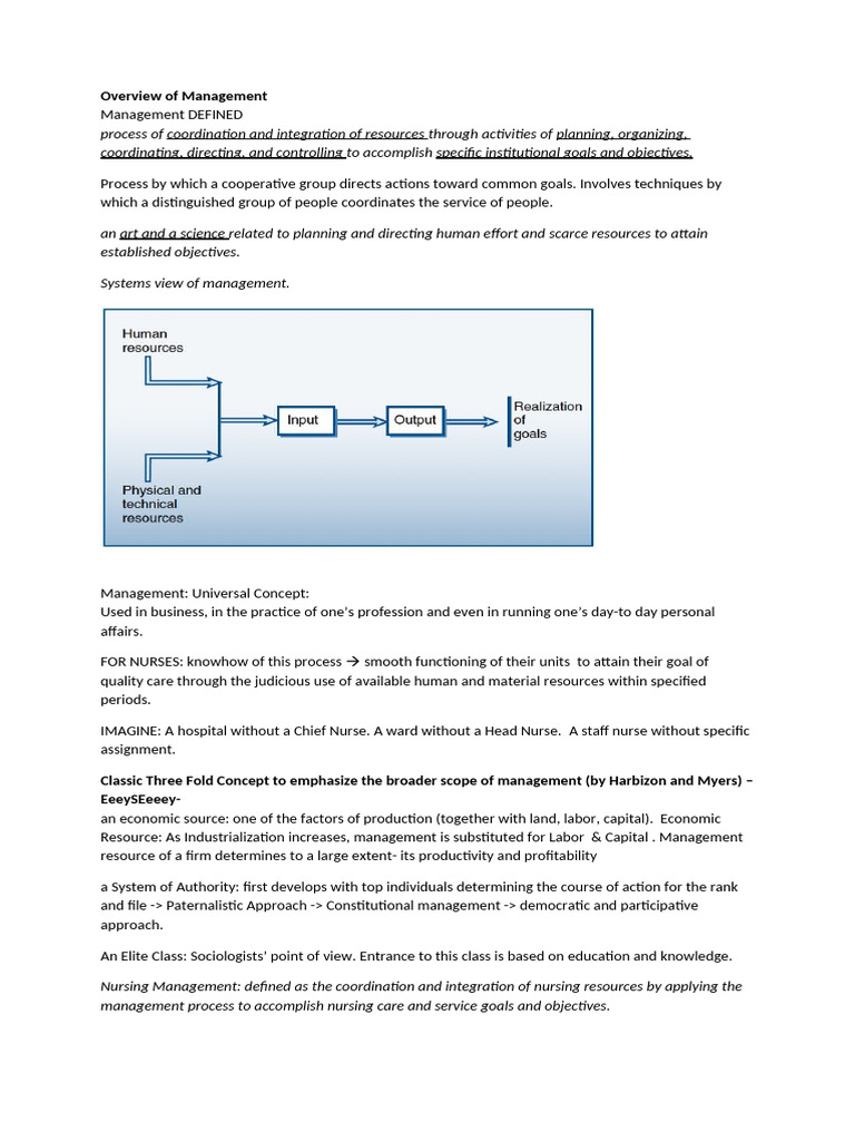 Overview of Management Students Handout | PDF | Leadership