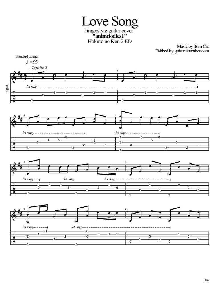 Hokuto no Ken Love Song Guitar Tab | PDF | Music Technology | European ...