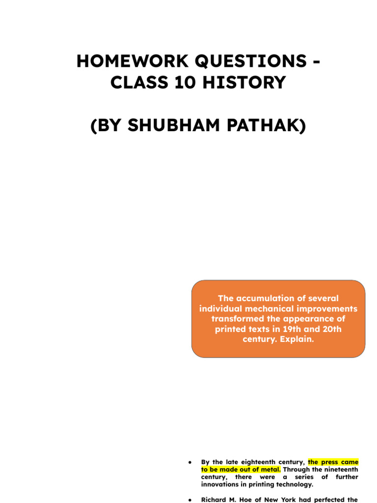 CLASS 10 HISTORY HW Answers | PDF