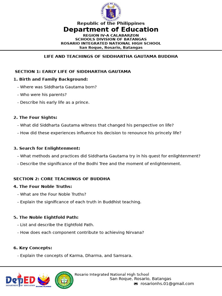 Life and Teachings of Siddhartha Gautama Buddha | PDF