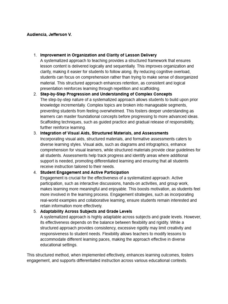 Lesson 4 Systematic Approach to Teaching | PDF | Learning | Behavioural ...