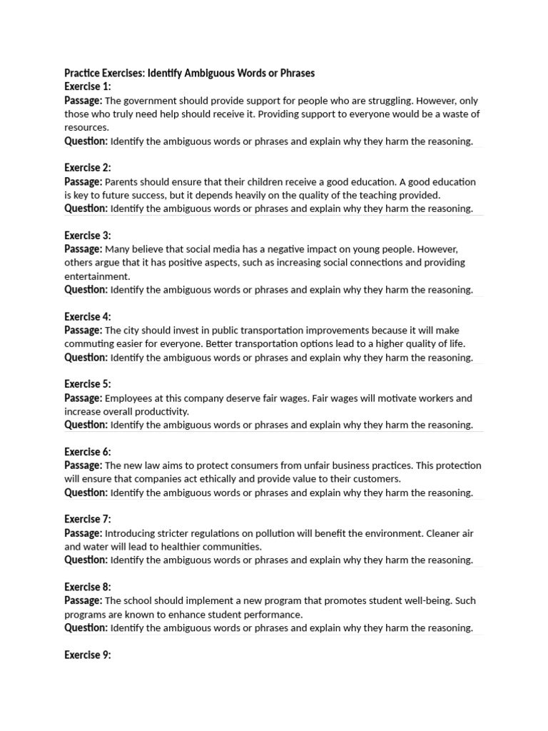 L5 - Practice Exercises 3 No Keys | PDF | Reason | Living Wage