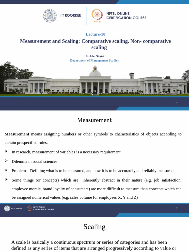 07 Measurement and Scaling (Comparative and Non-Comparative | PDF | Level Of Measurement ...