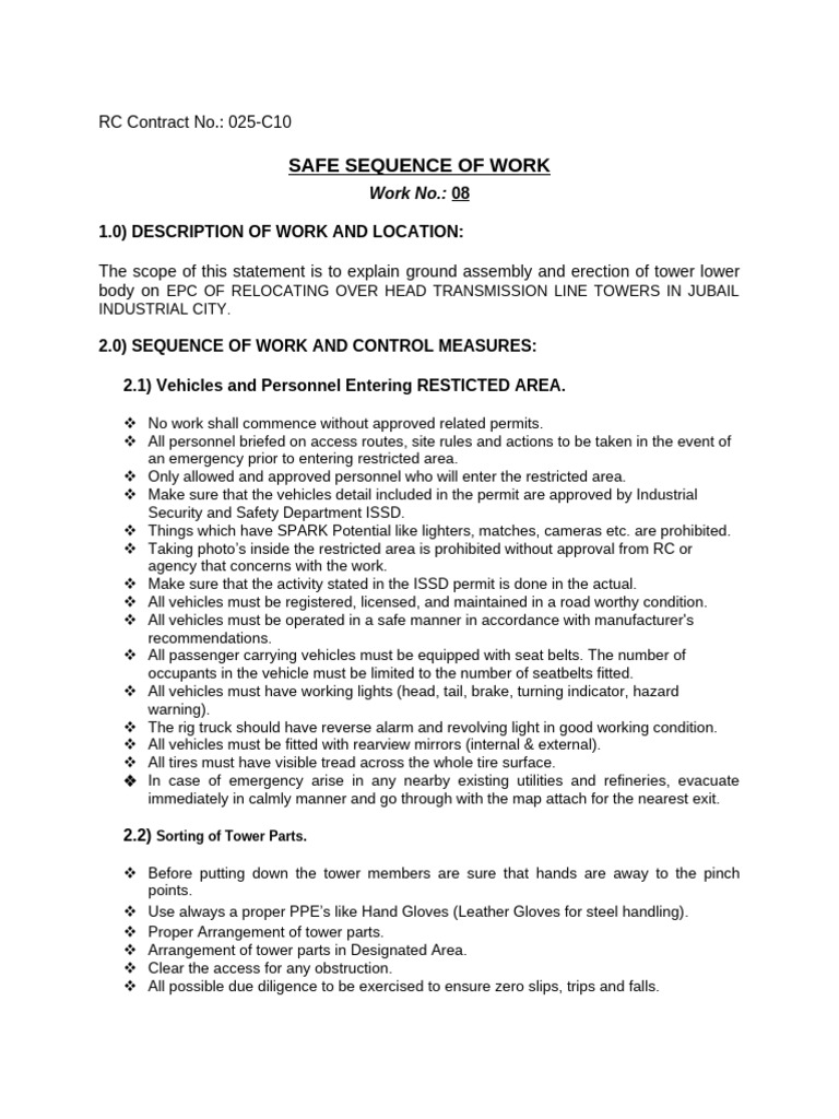 Step 4 - Safe Sequence of Work-Tower Erection | PDF | Crane (Machine) | Vehicles