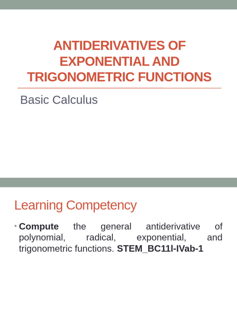 Antiderivatives of Exponential Trigonometric Functions | PDF