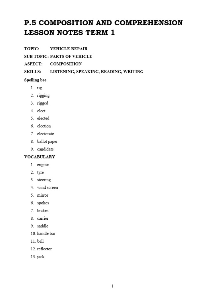 P.5 Composition and Comprehension Term 1 | PDF | Newspapers