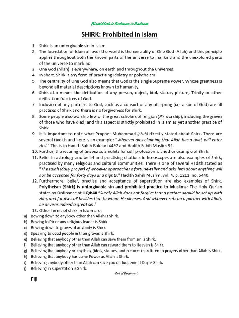 Understanding Shirk In Islam Pdf God In Islam Idolatry