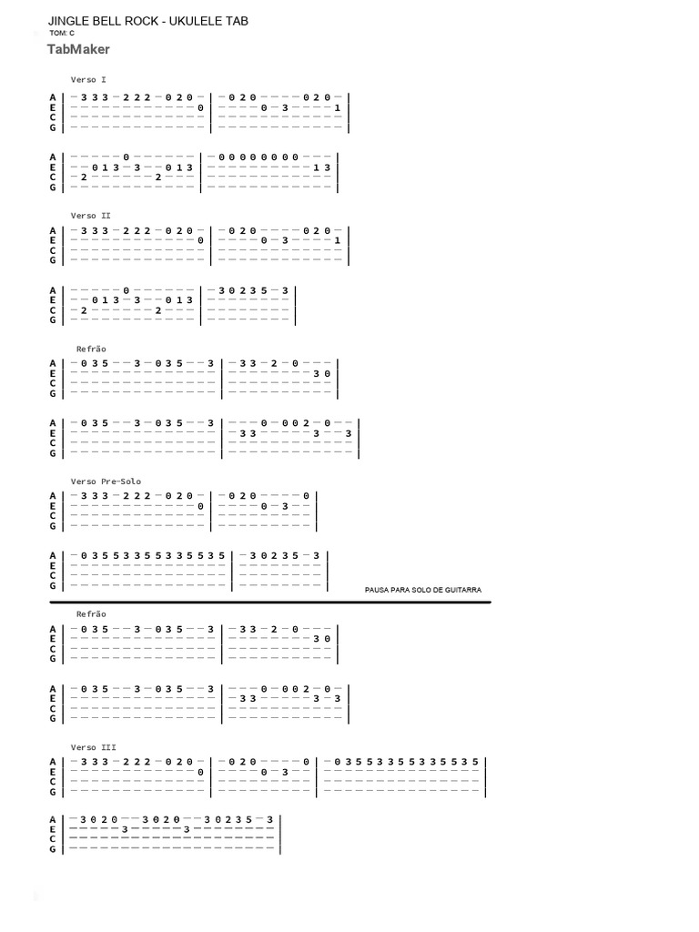 JINGLE BELL ROCK - Ukulele TAB | PDF