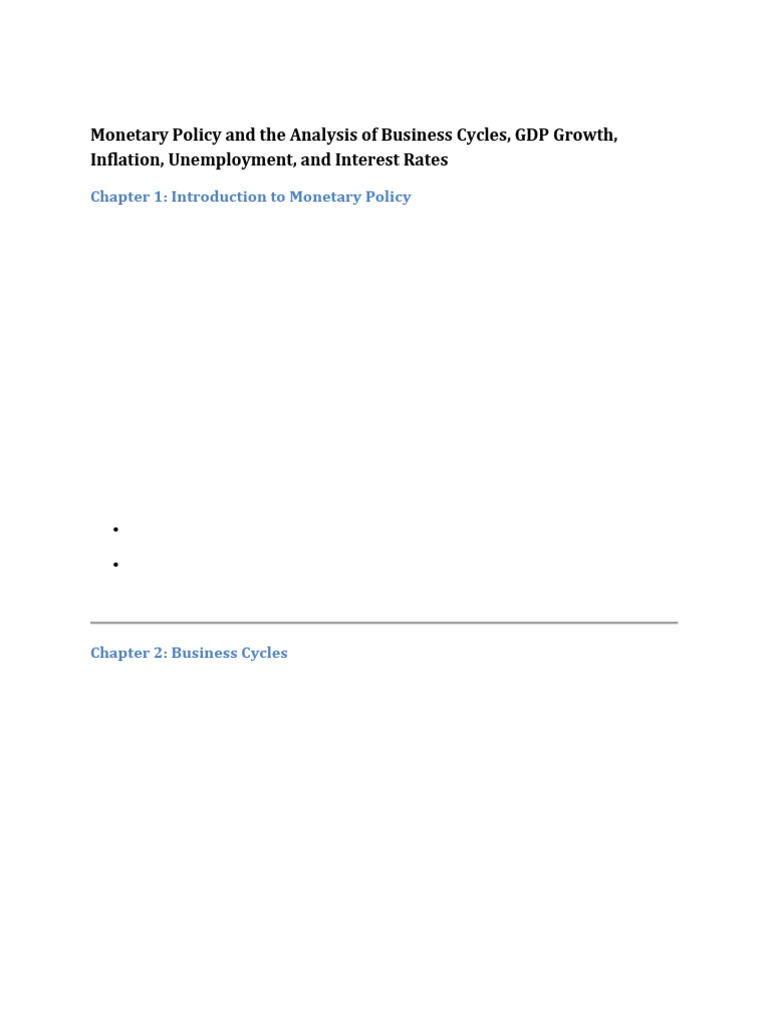Monetary Policy and The Analysis of Business Cycles, GDP Growth ...