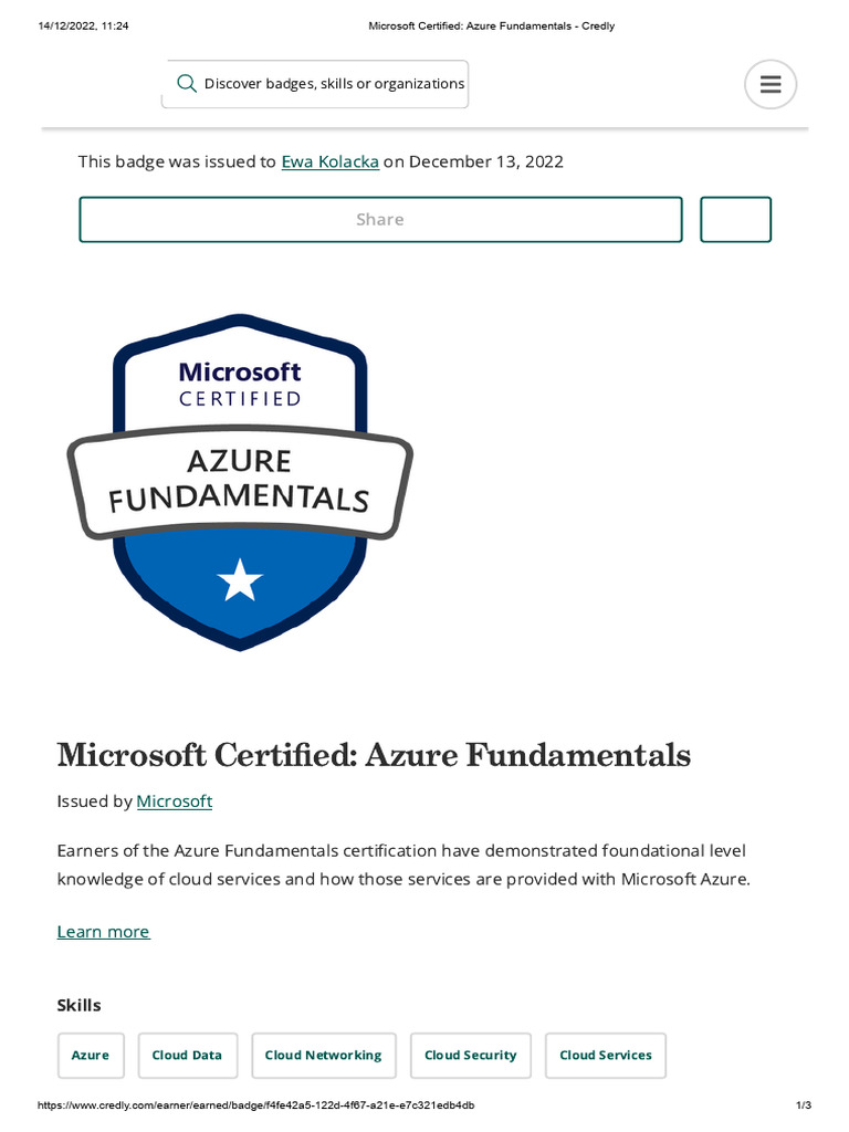 Microsoft Certified - Azure Fundamentals - Credly | PDF