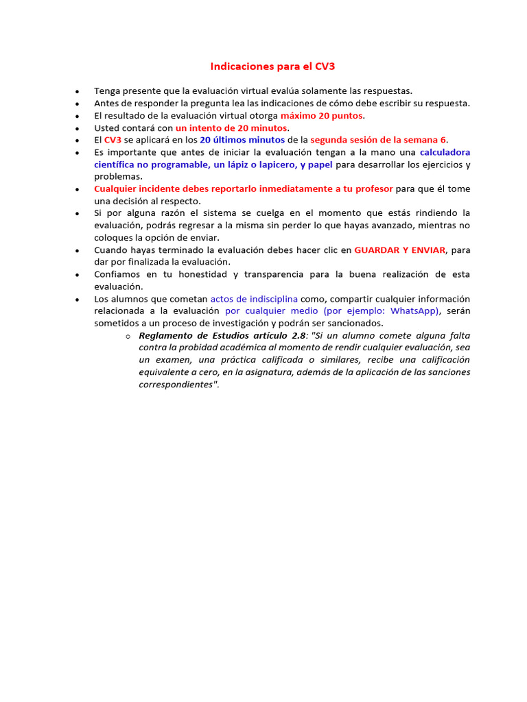 Indicaciones para El CV3 | PDF