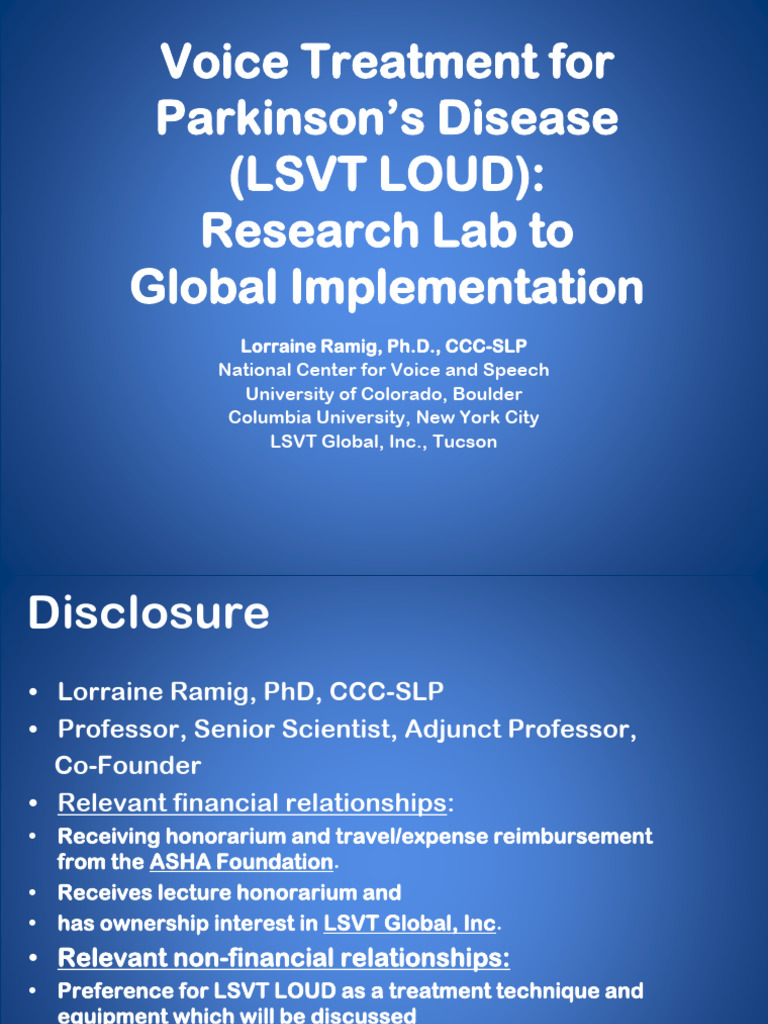 PD Information About LSVT | PDF | Randomized Controlled Trial | Parkinson's Disease
