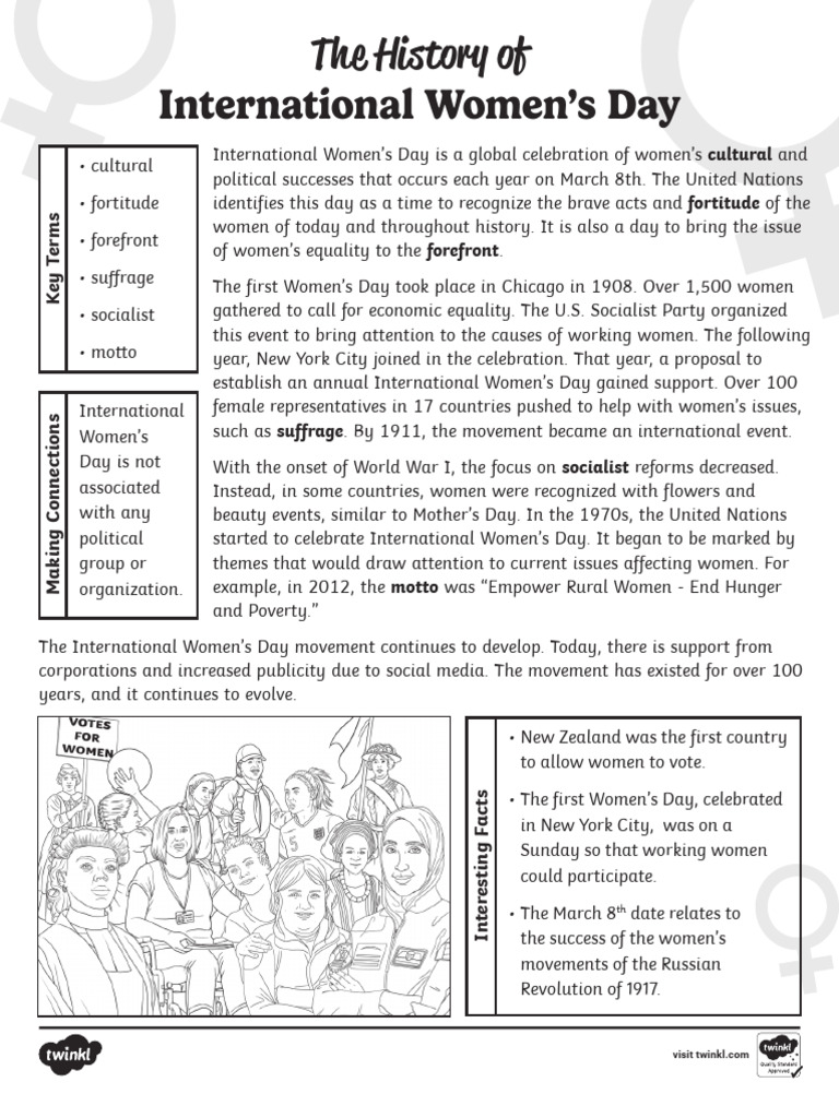 BW Sixth Grade History of International Women's Day Fact File and | PDF ...