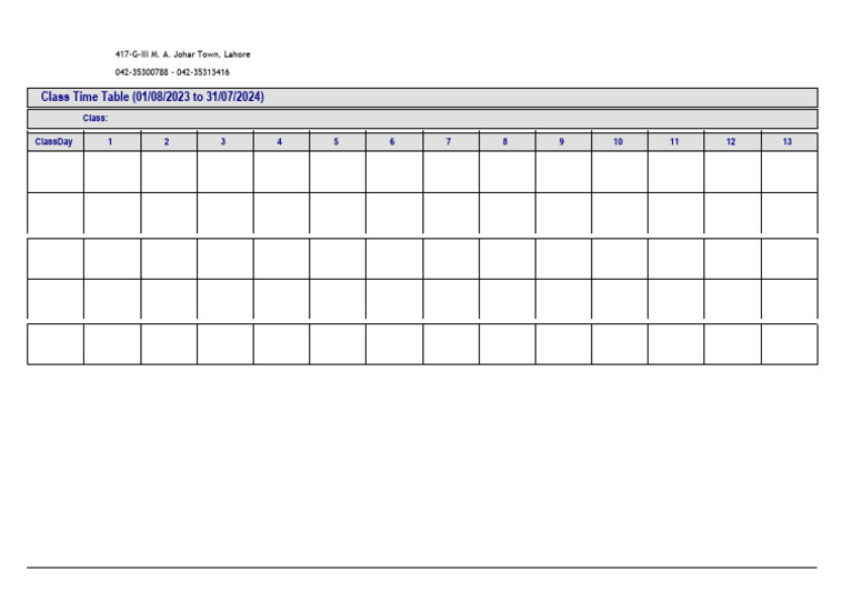 Pre-IGCSE Girls Class Timetable 2023-2024 | PDF