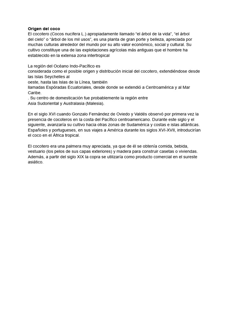 Origen Del Coco-1 | PDF
