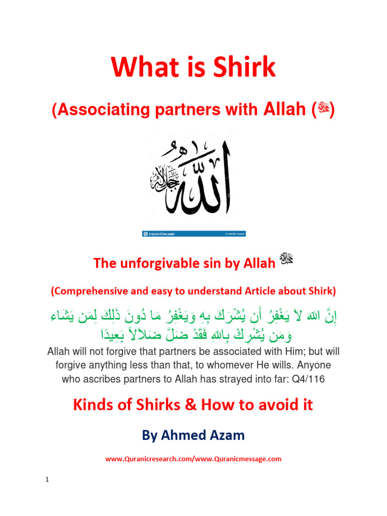 Understanding Shirk: Types and Avoidance | PDF | God In Islam ...