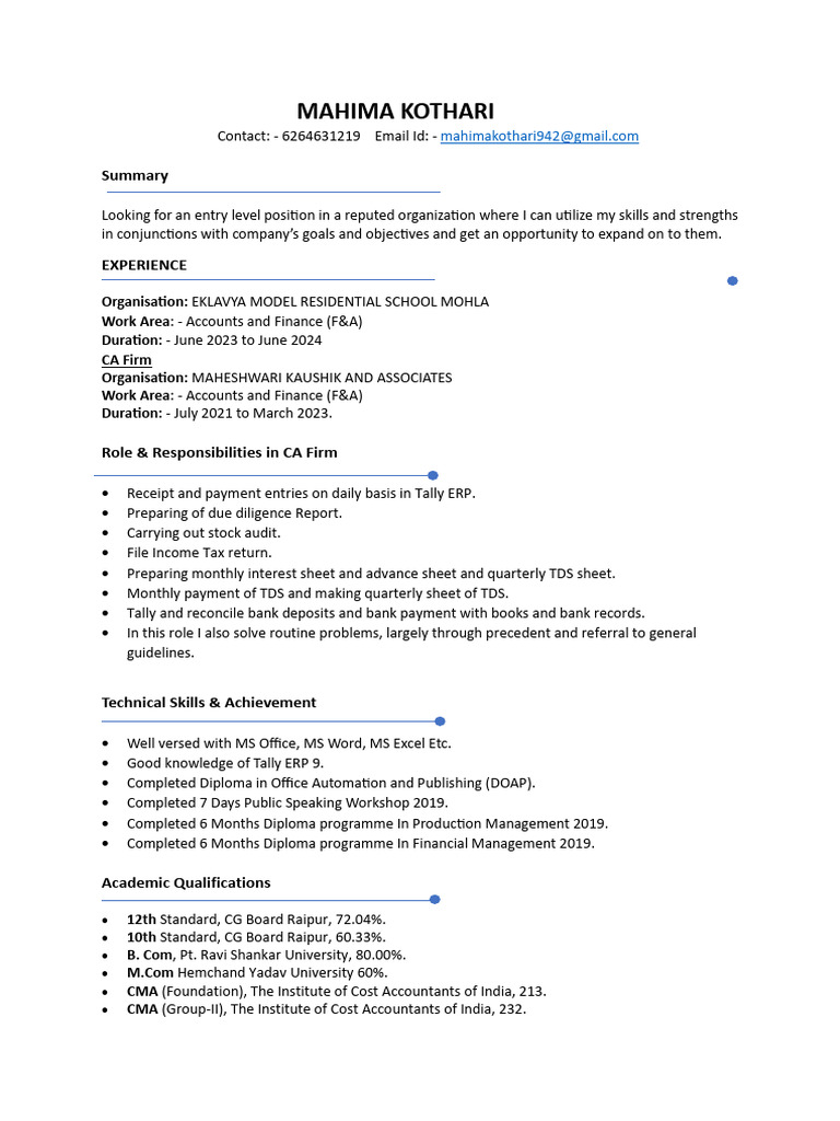 ResumeMahimaKothari | PDF