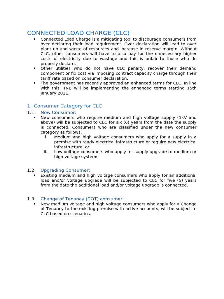 CONNECTED LOAD CHARGE | PDF | Electricity | Electric Power