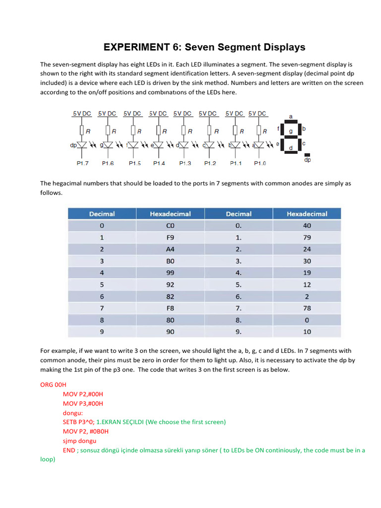 Microprocessor With Seven Segment Practical | PDF