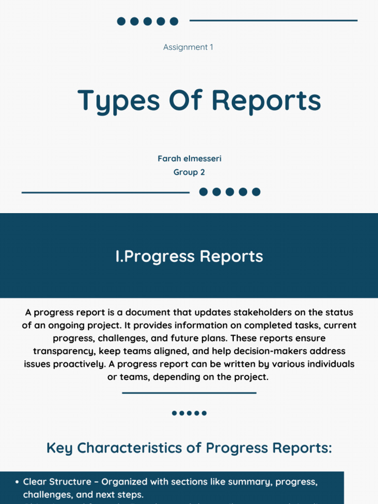 Types of Reports Assignment 1 | PDF