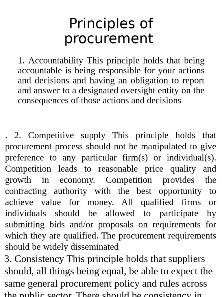 Principles of Procurement | PDF | Procurement | Policy