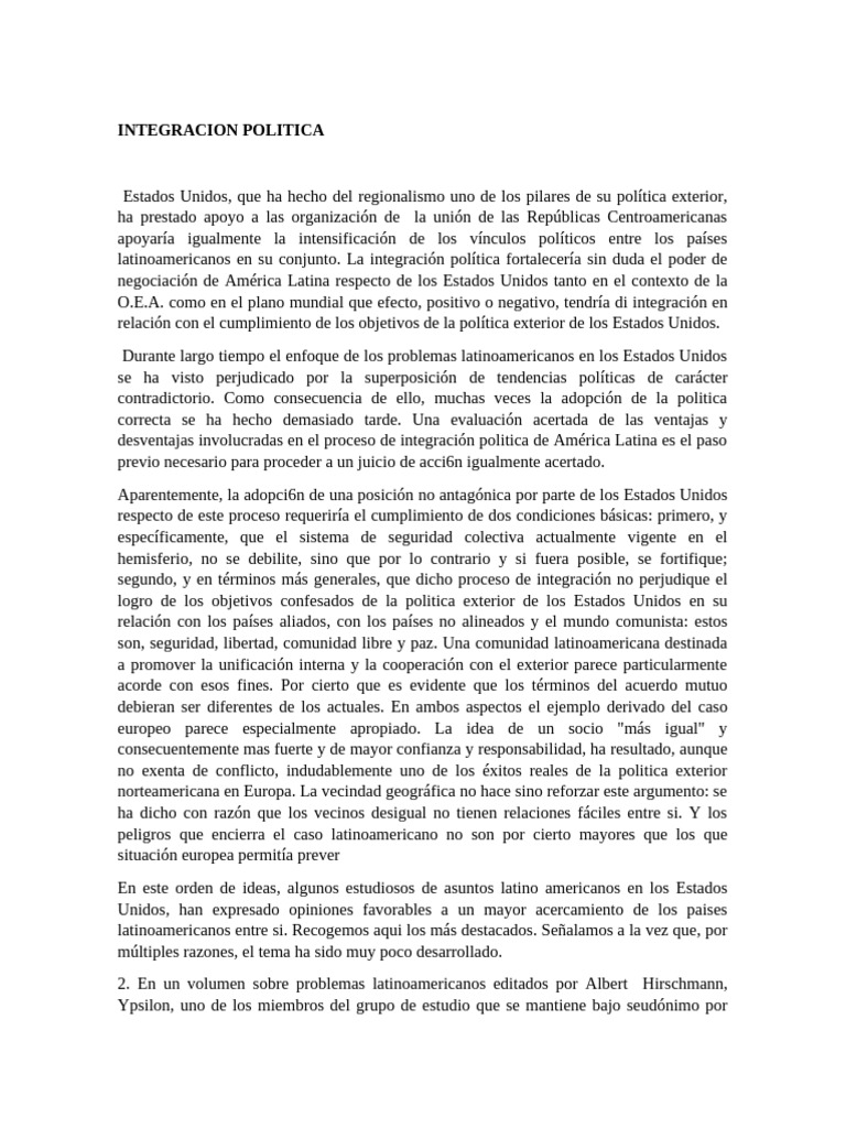 Integración Política y Social en América Latina | PDF | Integración ...