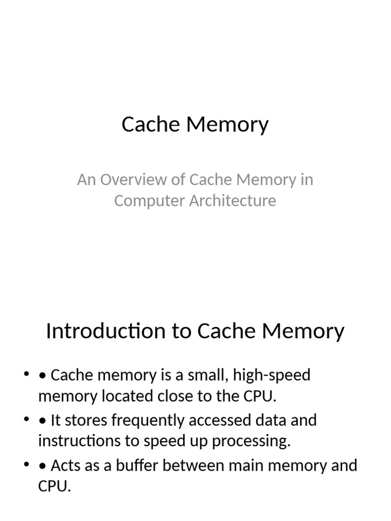 Cache Memory Presentation | PDF