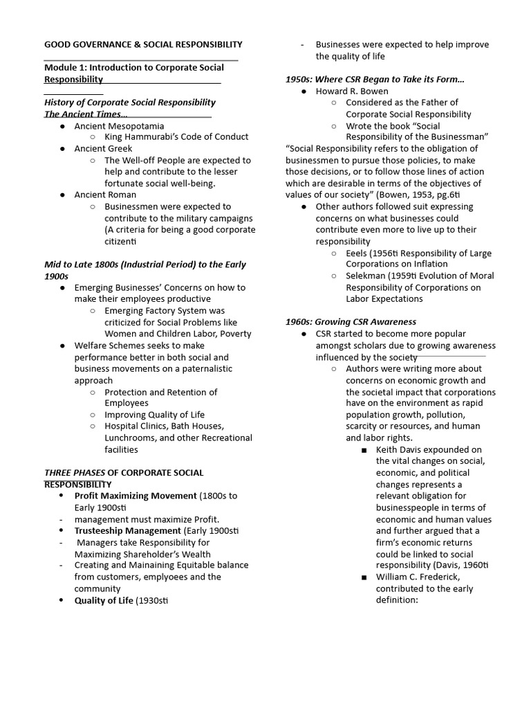 good-governance-social-responsibility-module-summary_compress | PDF | Corporate Social ...